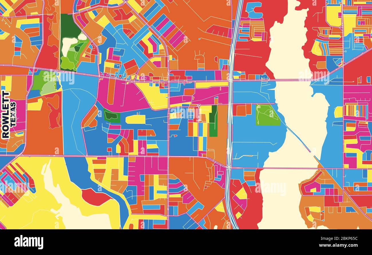 Colorful vector map of Rowlett, Texas, USA. Art Map template for ...