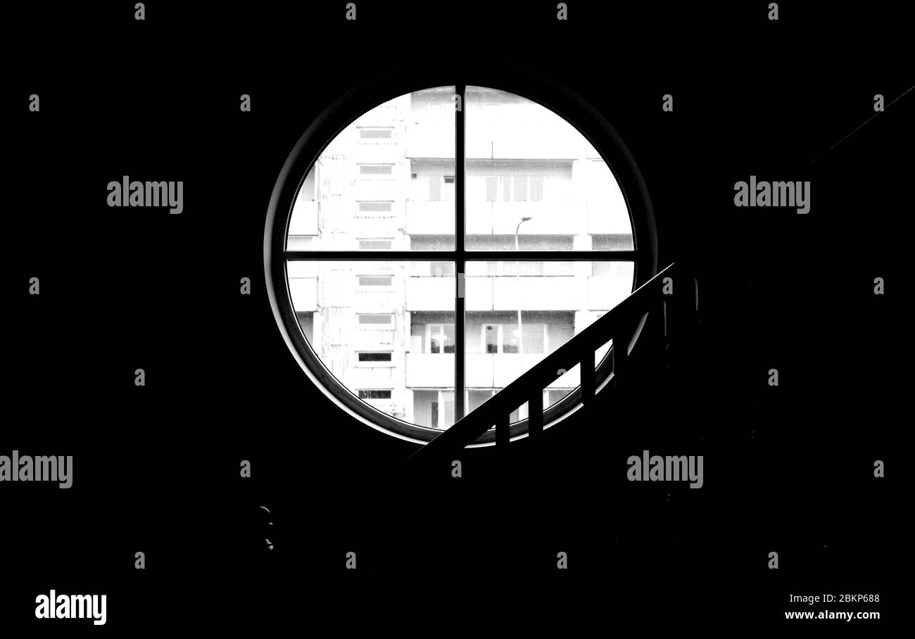 Round and vintage shape of glass window Stock Photo - Alamy