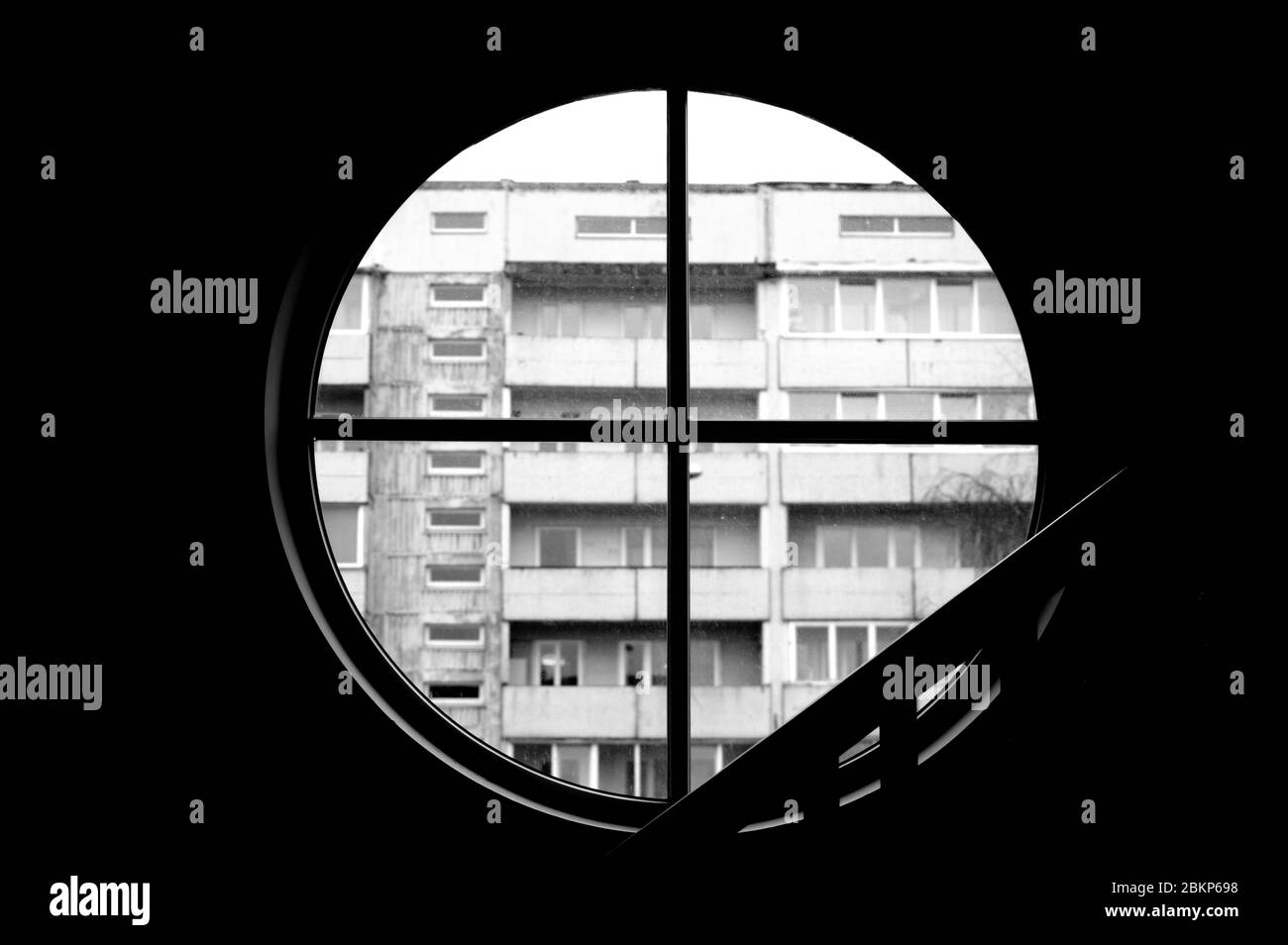 Round glass facade Black and White Stock Photos & Images - Alamy