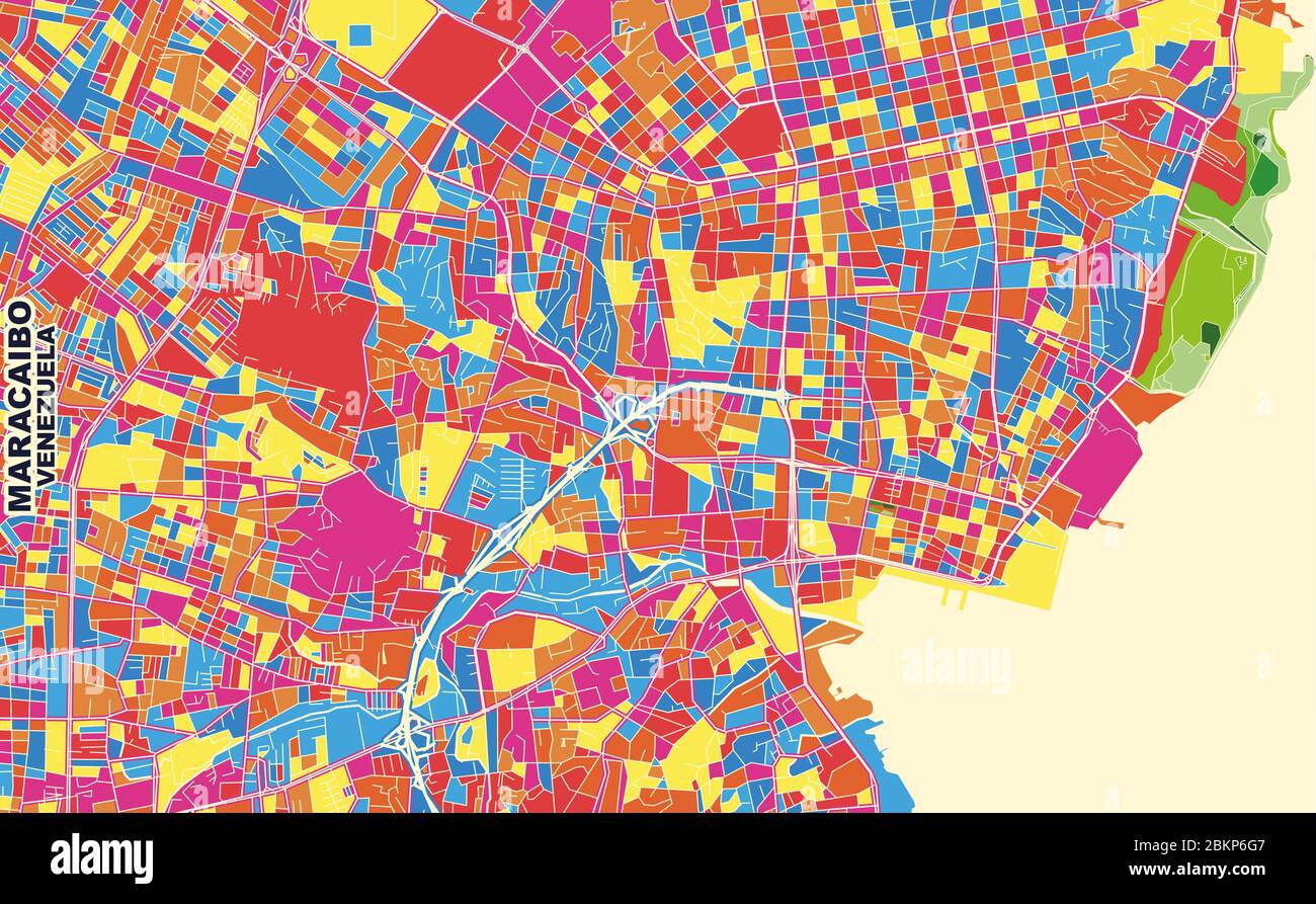 Colorful vector map of Maracaibo, Venezuela. Art Map template for ...