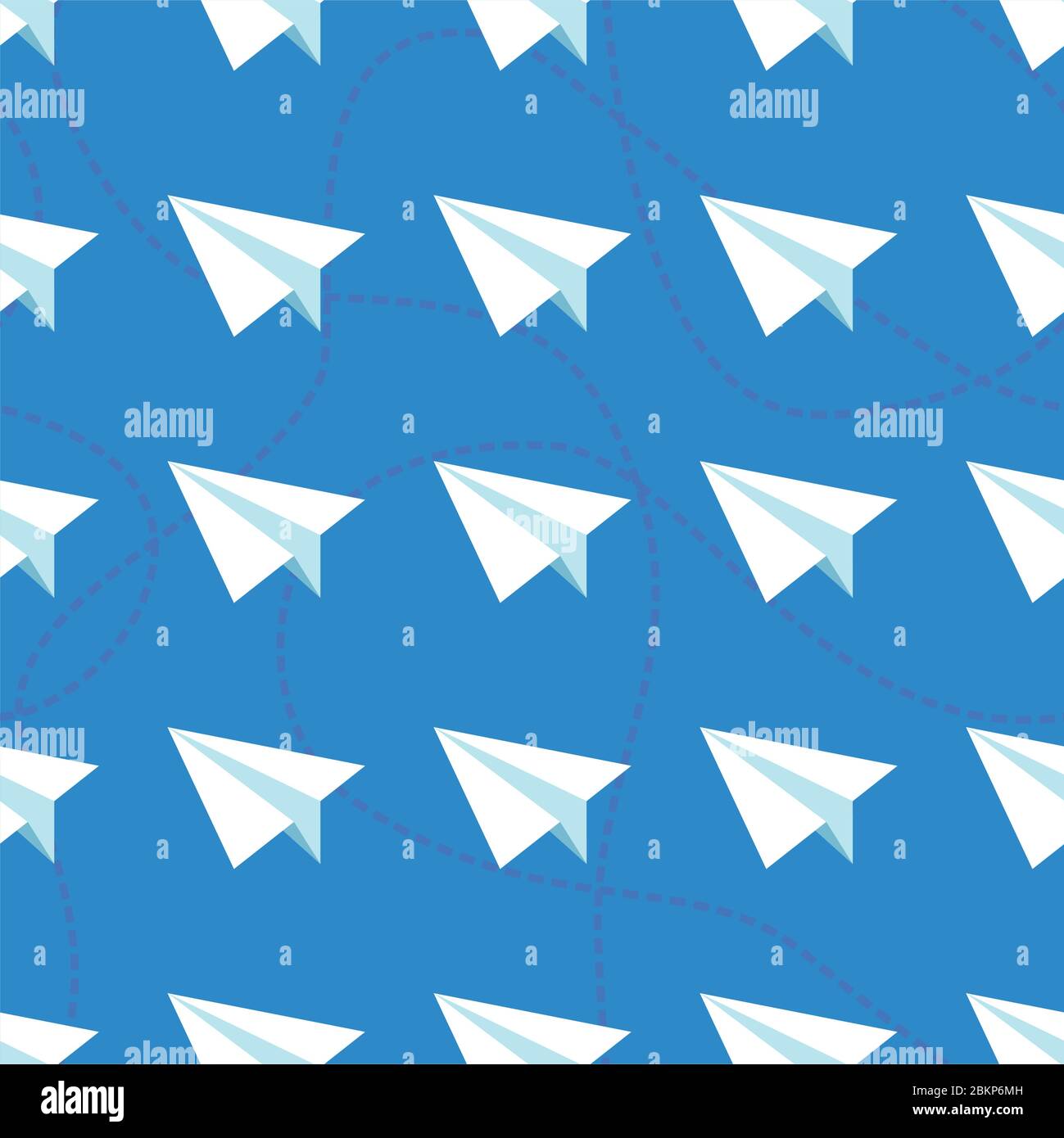 Paper planes and tangled lines seamless pattern. Repeating abstract background with paper planes ...