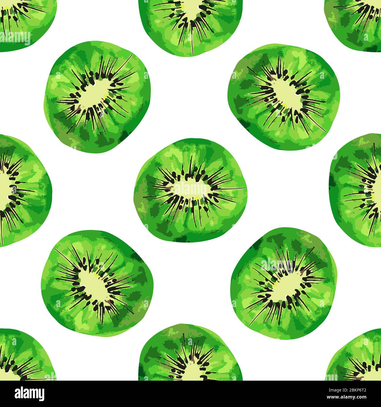 Vector Seamless pattern kiwi illustration hand drow watercolor style on ...