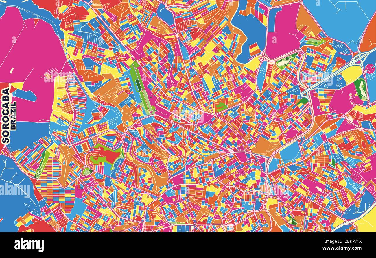 Colorful vector map of Sorocaba, Brazil. Art Map template for ...
