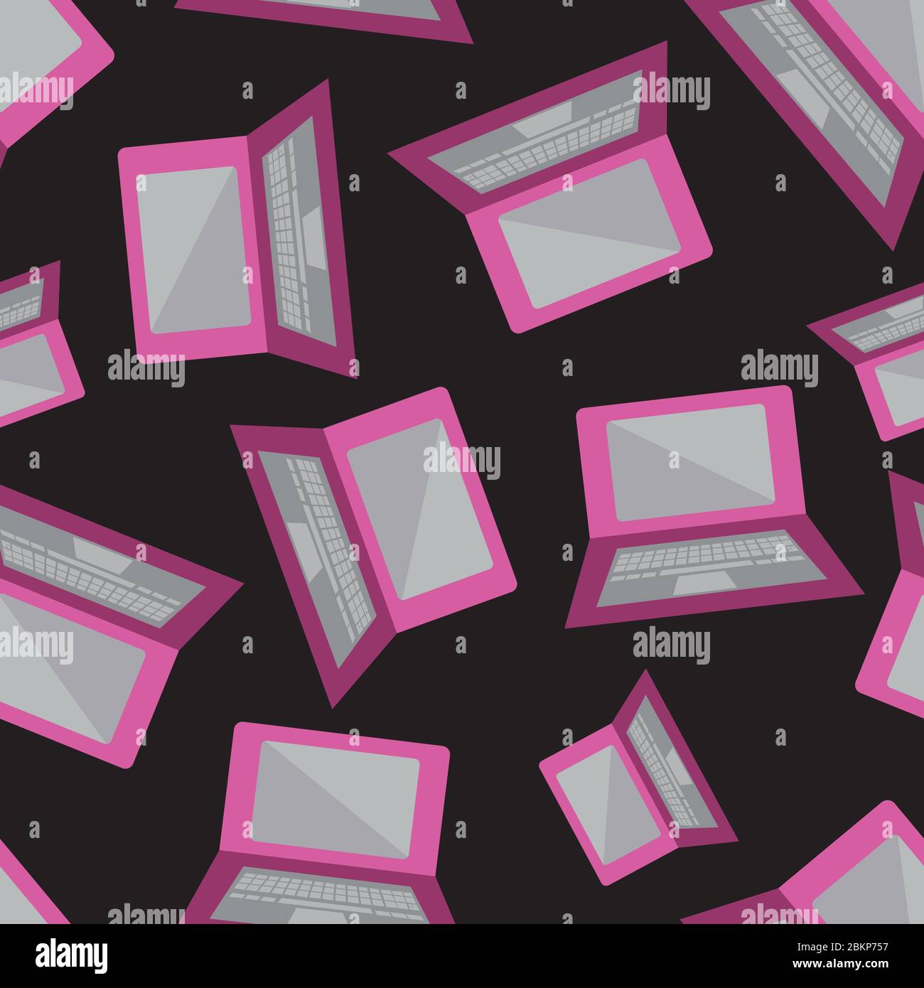 Vector cartoon laptop seamless pattern background. Pink computers on ...