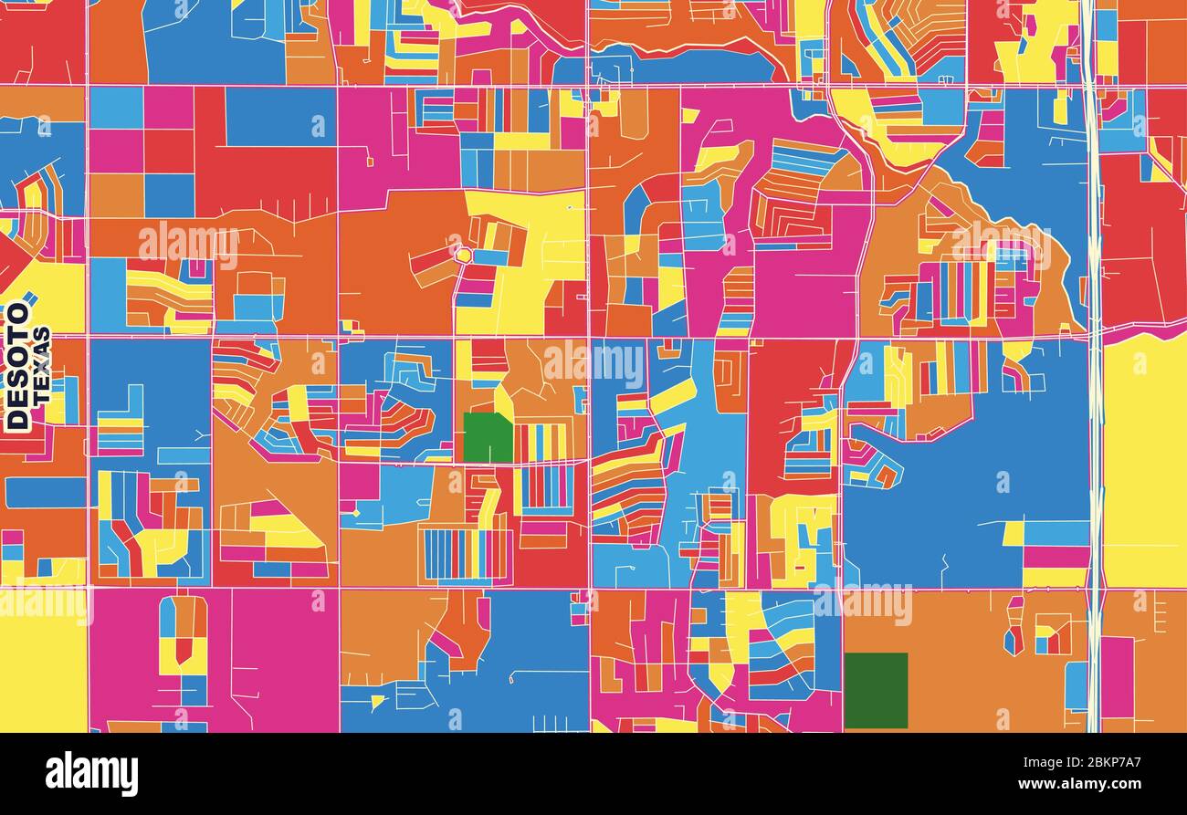 Colorful vector map of DeSoto, Texas, United States of America. Art Map ...