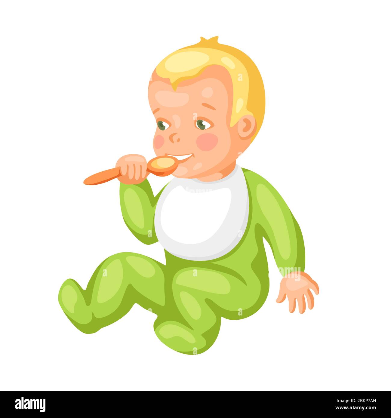 Illustration of cute little baby with spoon Stock Vector Image & Art ...