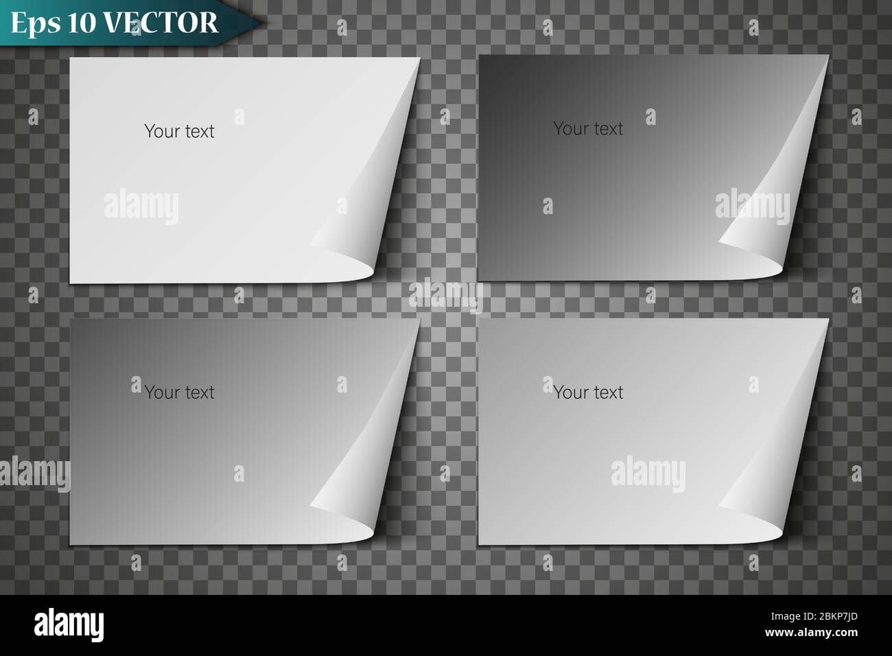 Vector realistic paper sheet with folded corner. Paper sheet A4 with ...