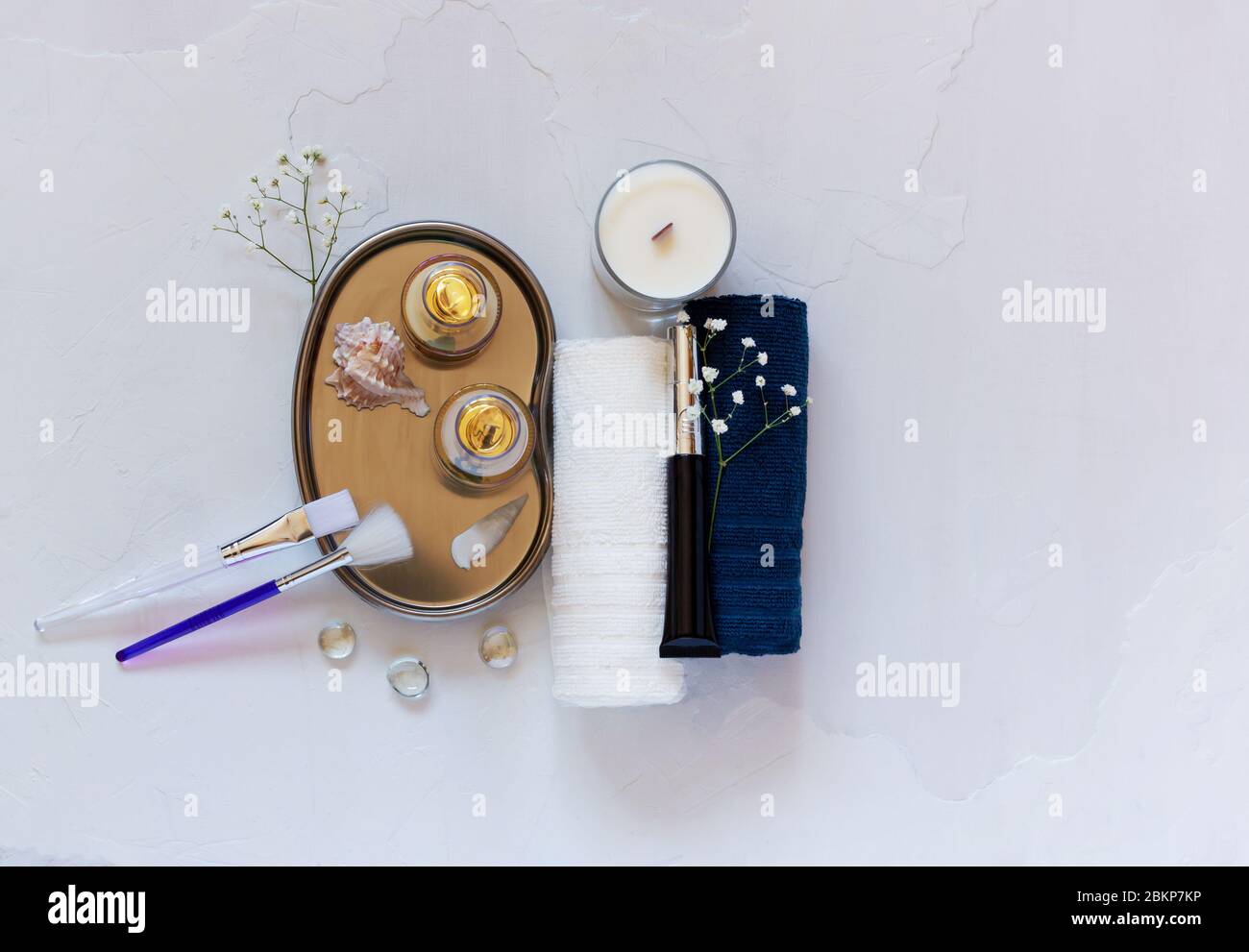 Cosmetics SPA branding mock-up, top view, on white background ...