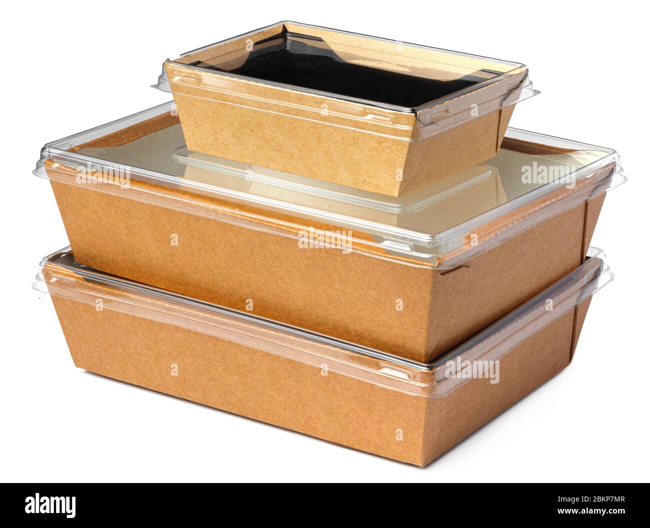 Craft package food box with transparent cover on white background Stock ...