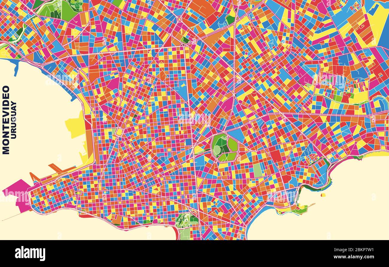 Colorful vector map of Montevideo, Uruguay. Art Map template for ...
