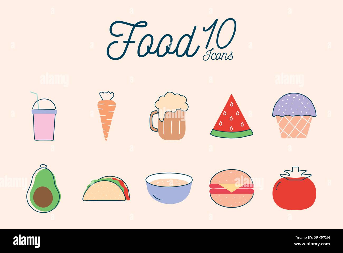 Food flat style icon set vector design Stock Vector Image & Art - Alamy