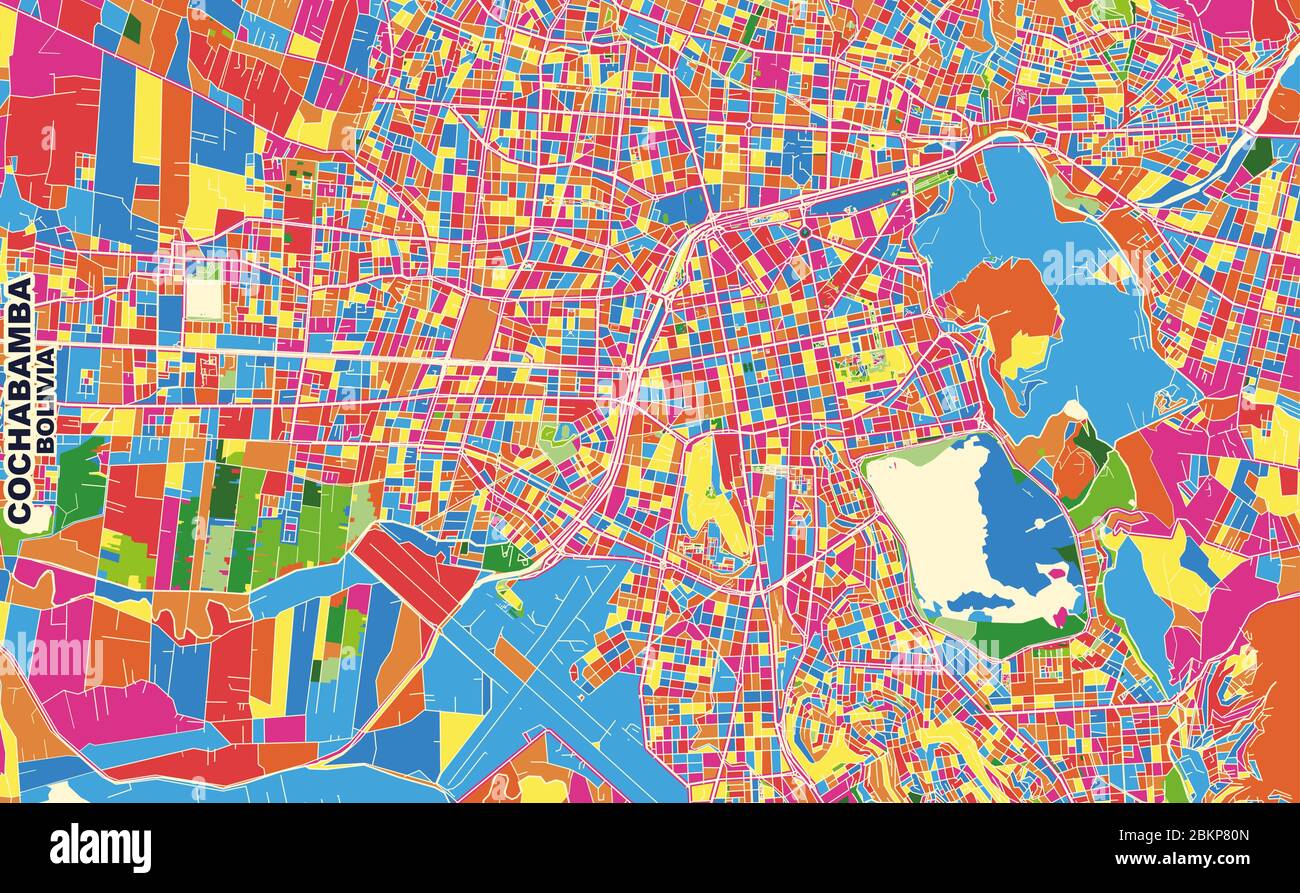 Colorful vector map of Cochabamba, Bolivia. Art Map template for ...