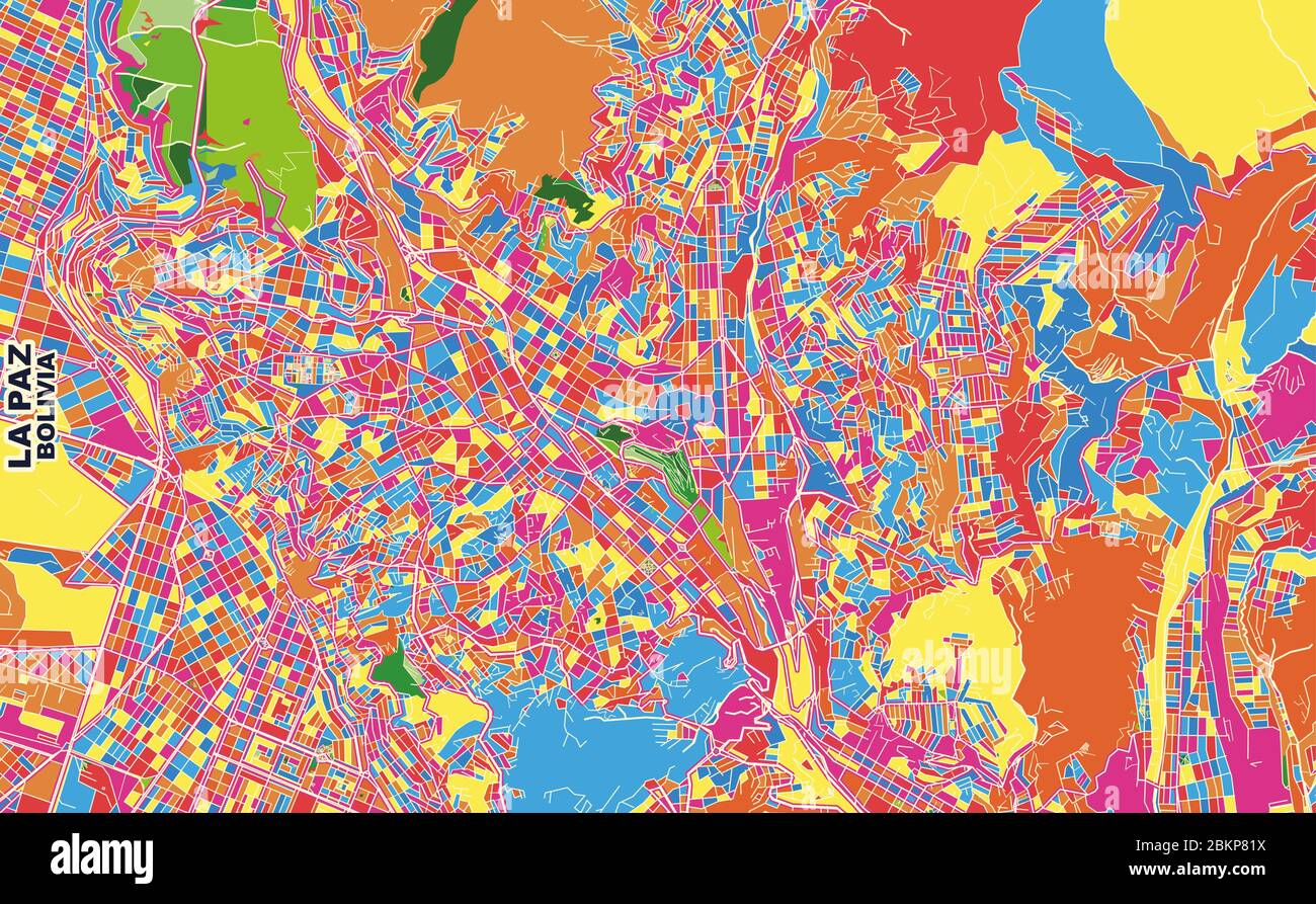 Colorful vector map of La Paz, Bolivia. Art Map template for ...