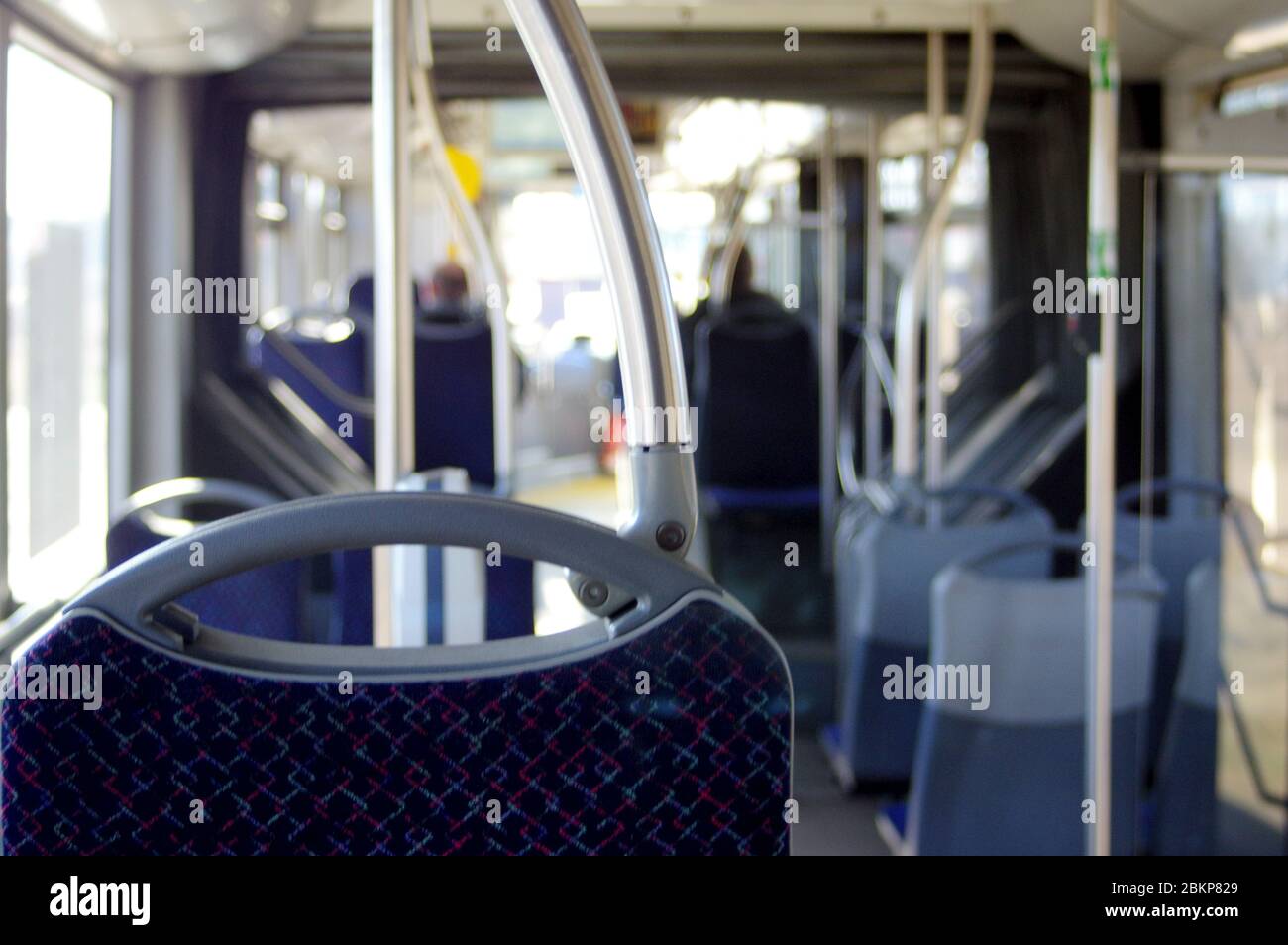 Interior of modern bus with passenger seats Stock Photo - Alamy