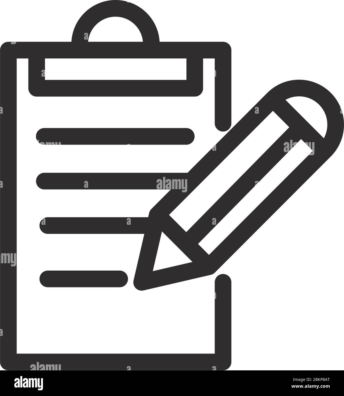 clipboard pencil writing report vector illustration line style icon ...
