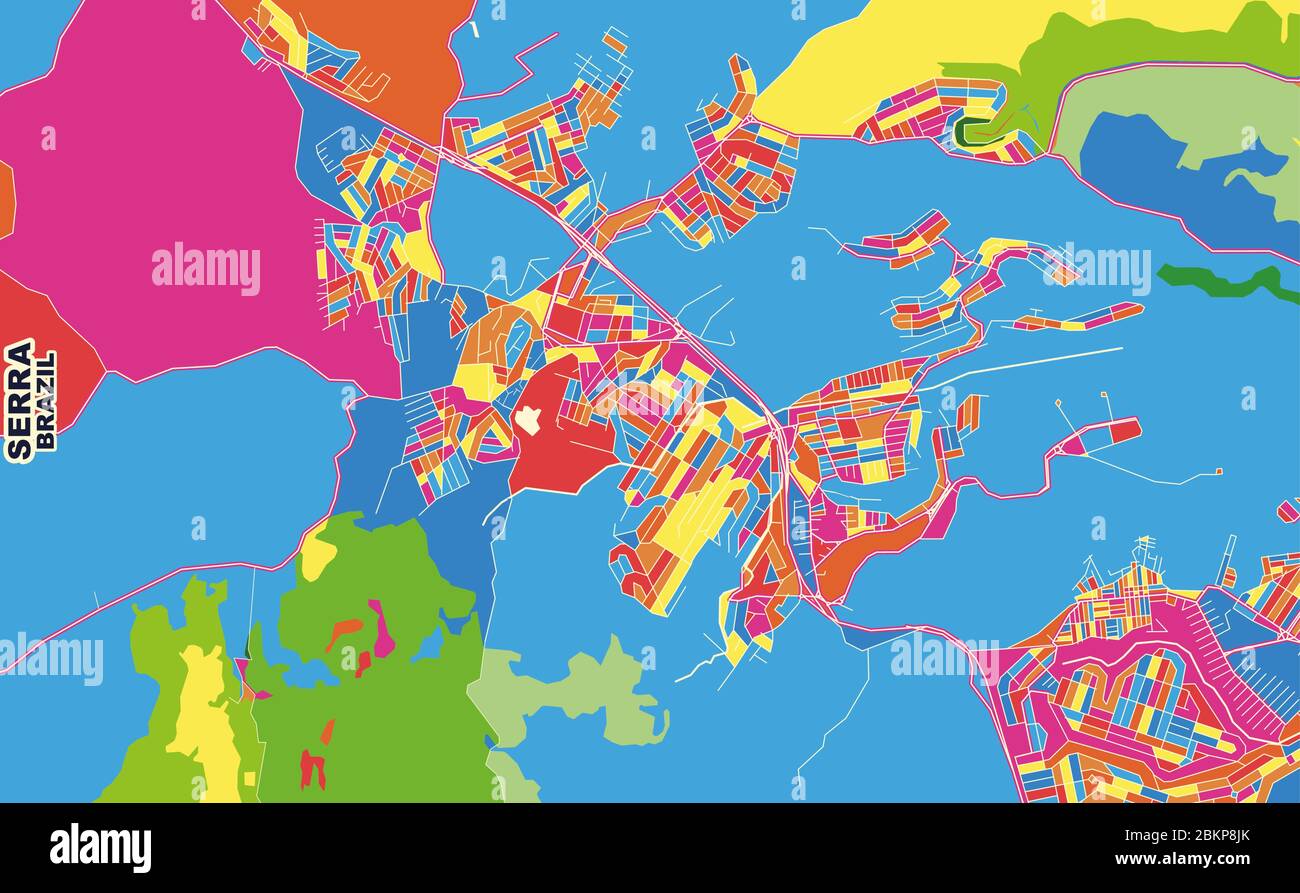 Colorful vector map of Serra, Brazil. Art Map template for selfprinting ...