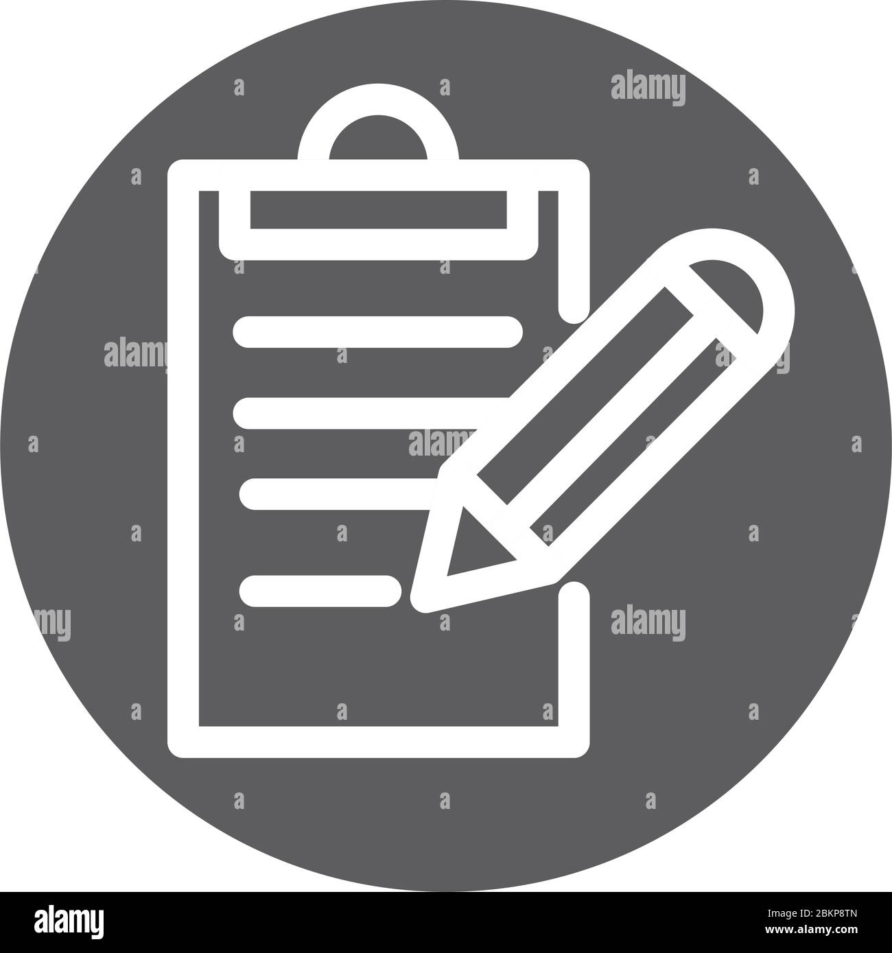 clipboard pencil writing report vector illustration block style icon ...