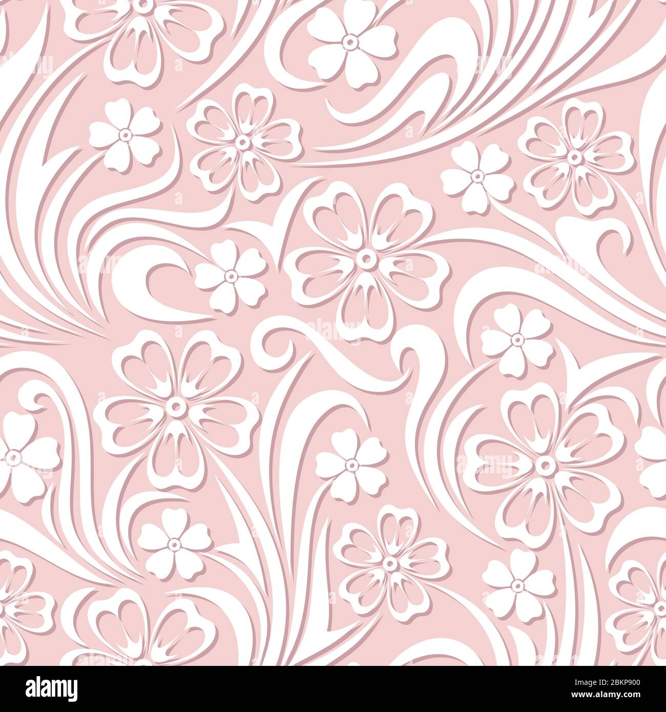 Vector seamless pink and white floral pattern Stock Vector Image & Art ...