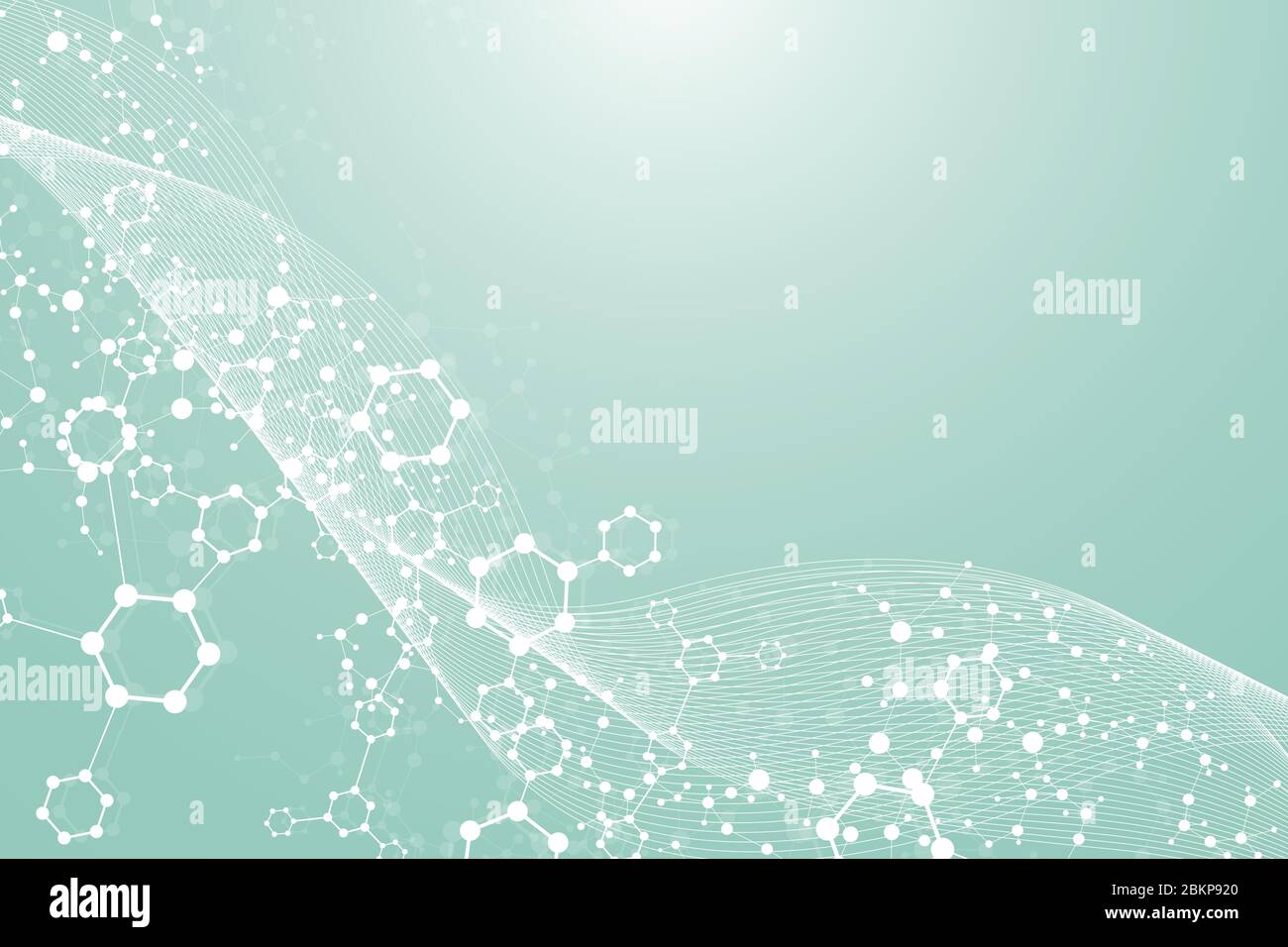 Science network pattern, connecting lines and dots. Technology hexagons ...