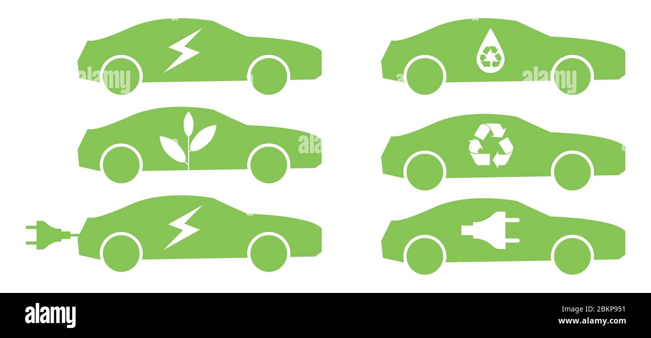 Eco green car logo, electric, gas, organic fuel. Environmentally ...