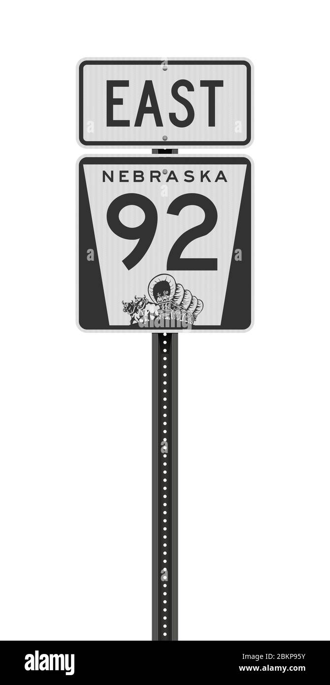 Vector illustration of the Nebraska State Highway 92 and East road ...