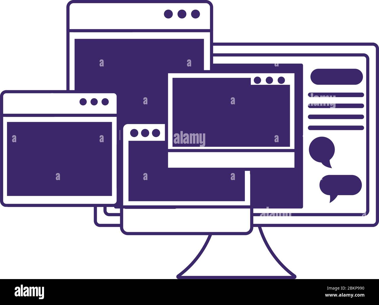 education online, computer screen meeting message website pages vector ...