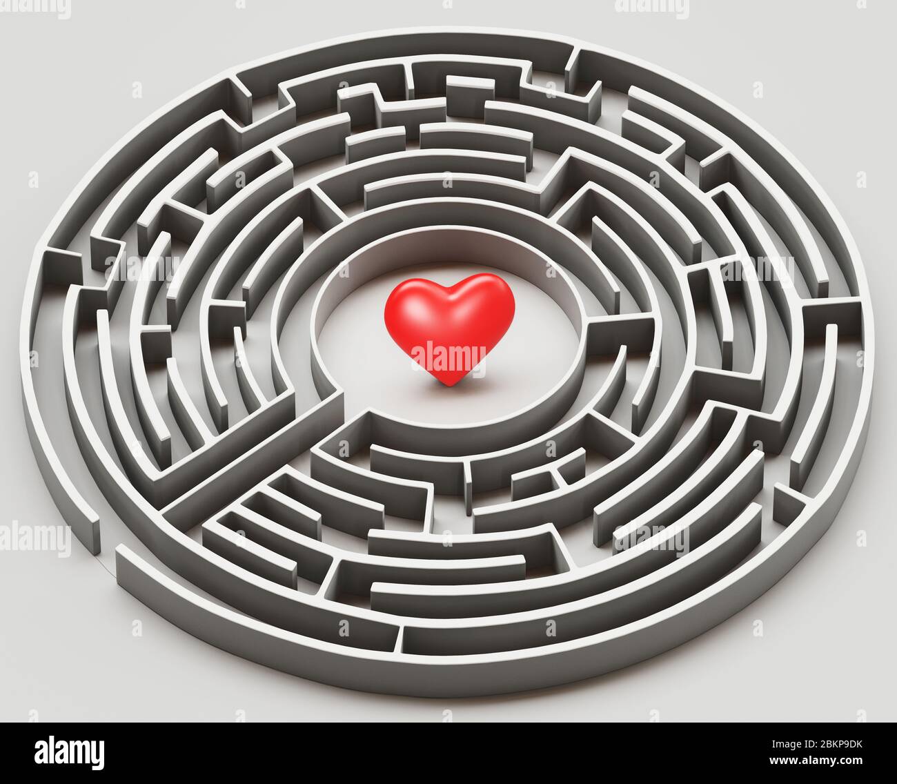 The complex world of emotions. Red heart hidden inside a maze. Love ...