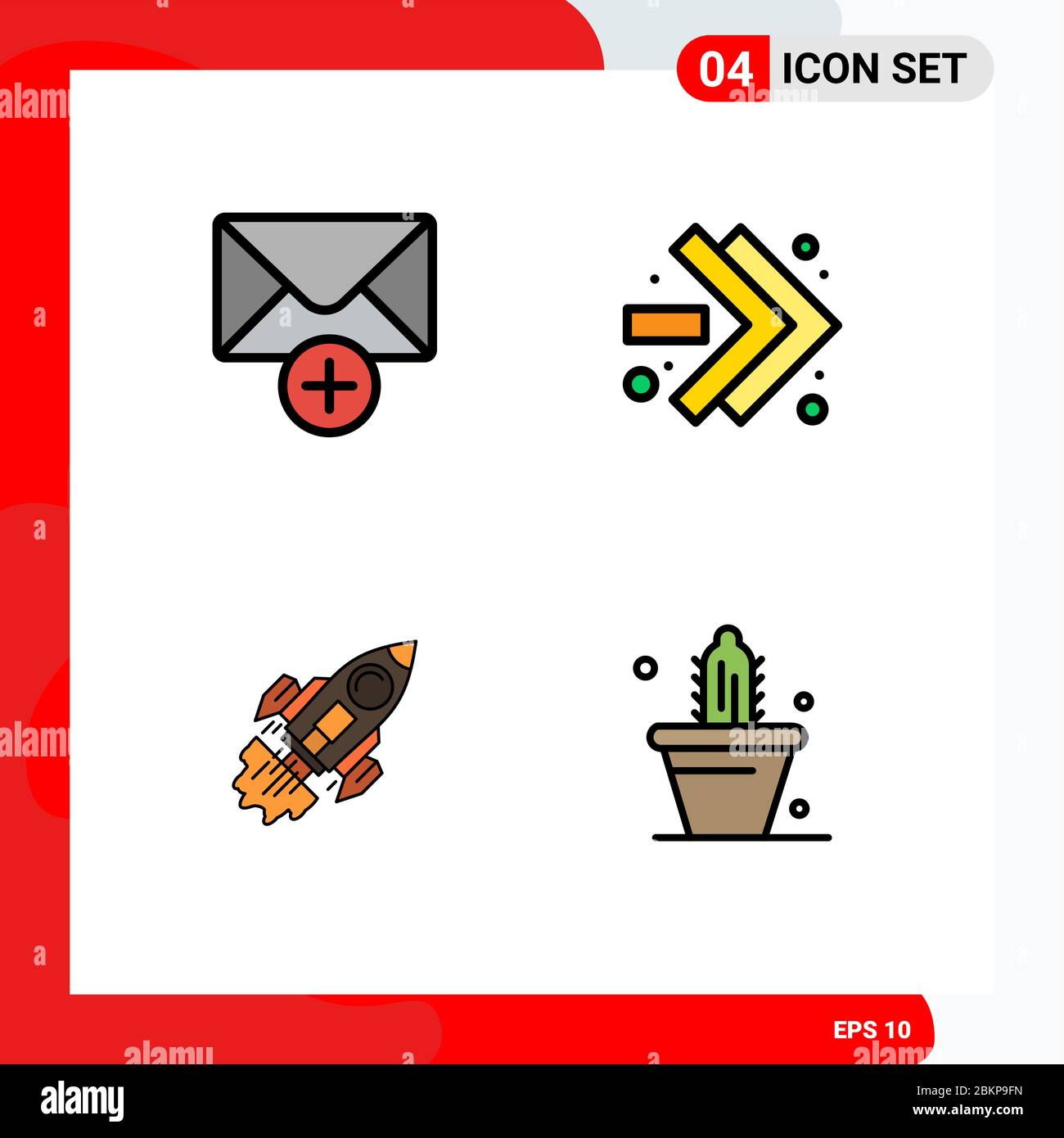 Stock Vector Icon Pack of 4 Line Signs and Symbols for mail, launch ...