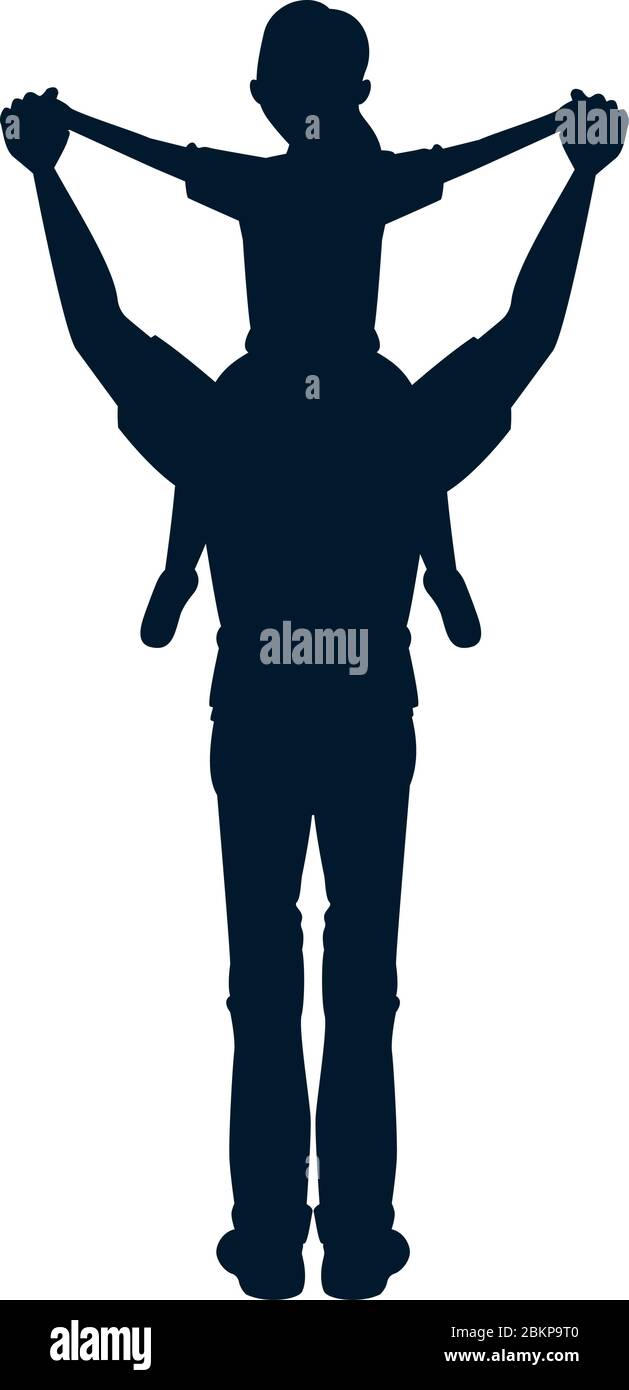 dear father with little daughter silhouettes Stock Vector Image & Art ...