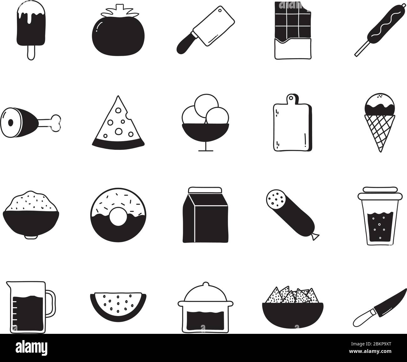 Food silhouette style icon set vector design Stock Vector Image & Art ...