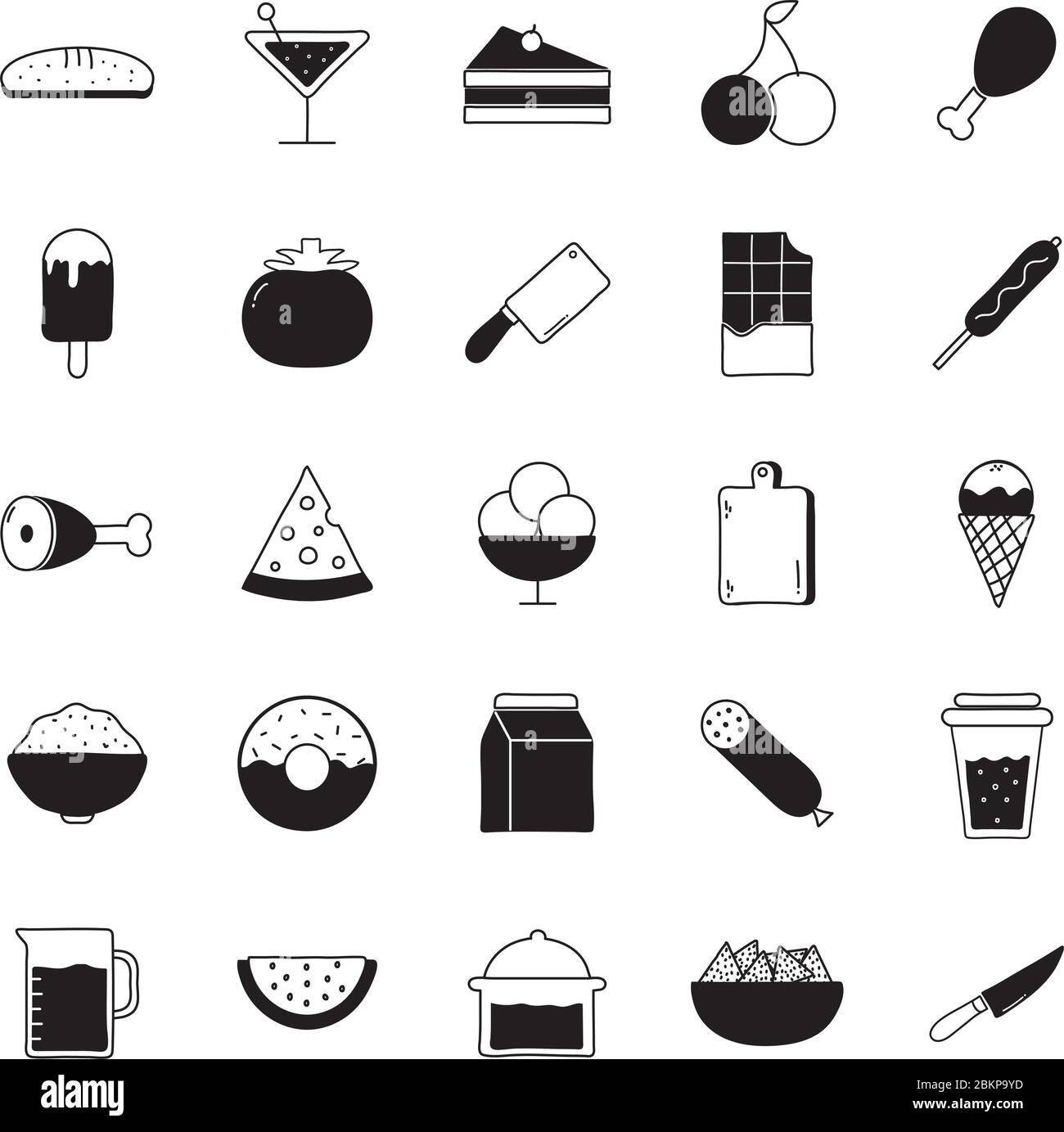 Food silhouette style icon set vector design Stock Vector Image & Art ...