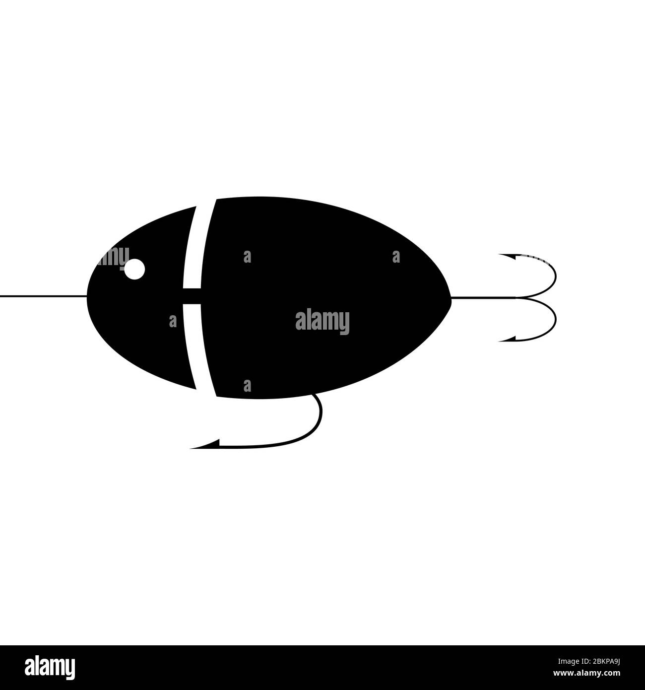Fishing lure wobbler with hooks, minimalist vector illustration symbol ...