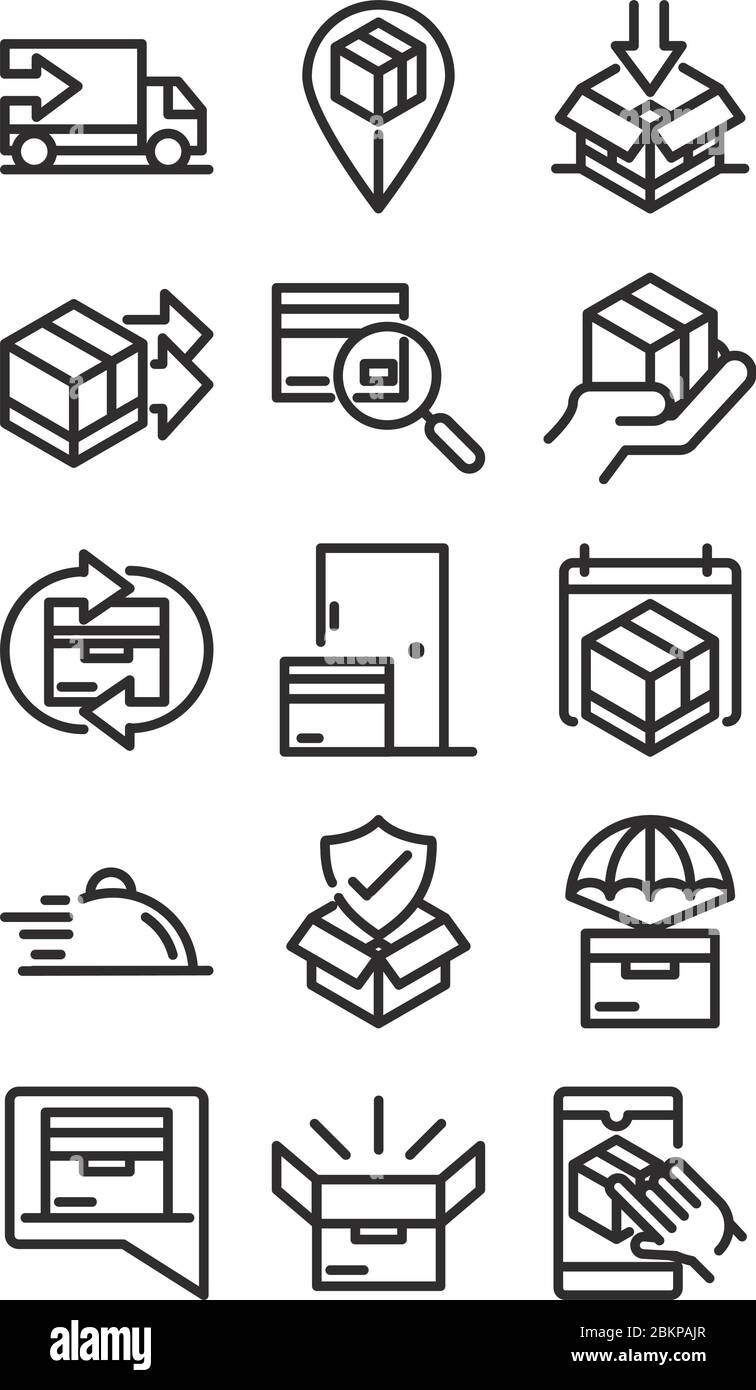 delivery cargo service logistic shipping commerce icons set vector ...