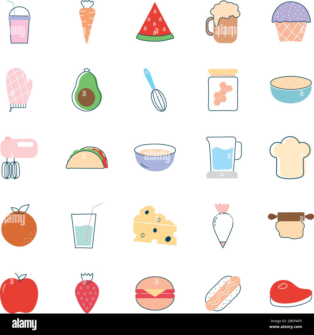 Food flat style icon set vector design Stock Vector Image & Art - Alamy