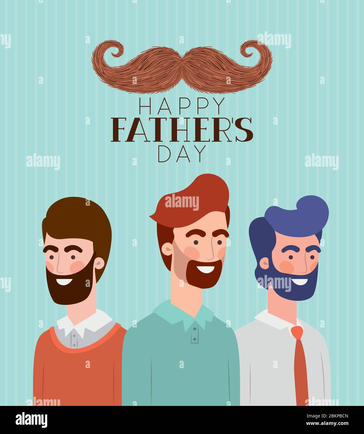Happy Fathers Day Text Men Cartoons And Mustache Vector Design Stock