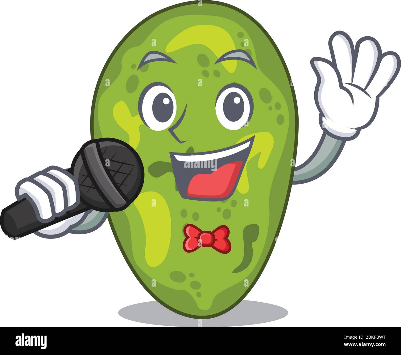 Talented singer of cyanobacteria cartoon character holding a microphone ...