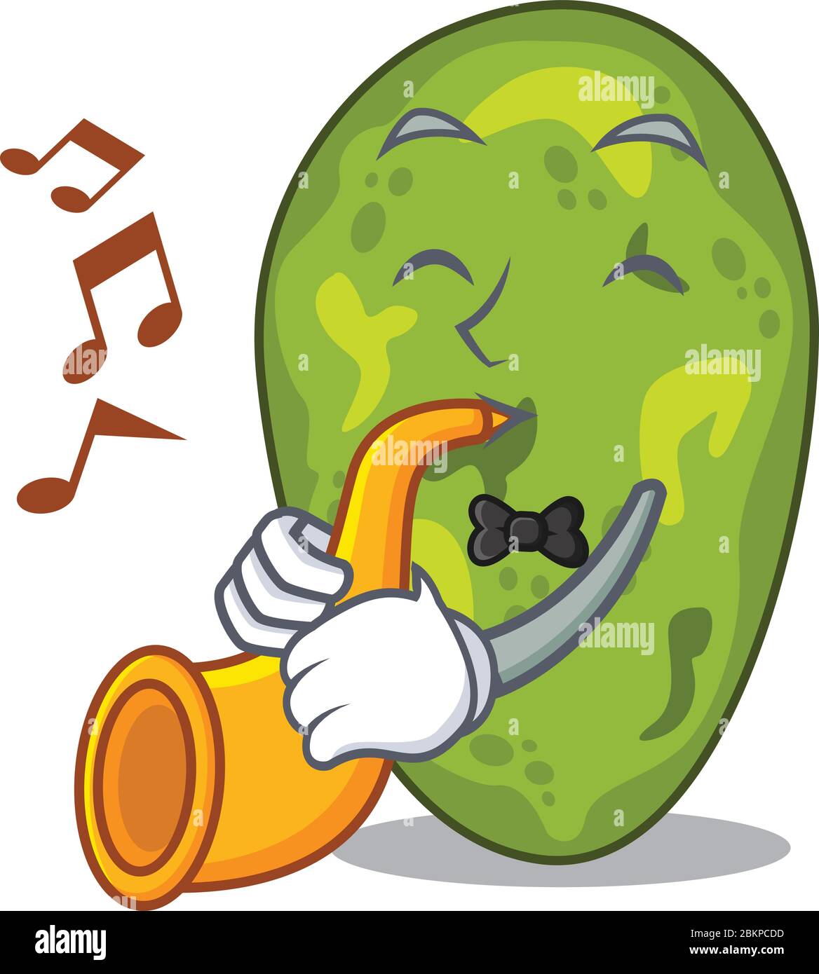 Talented musician of cyanobacteria cartoon design playing a trumpet ...