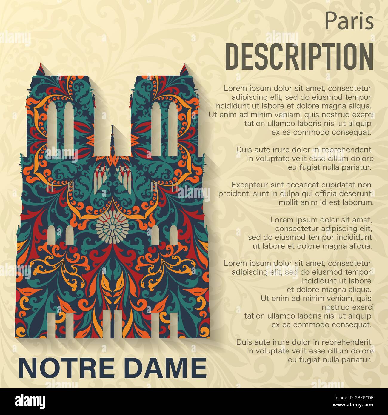 Monument paris notre dame Stock Vector Images - Alamy