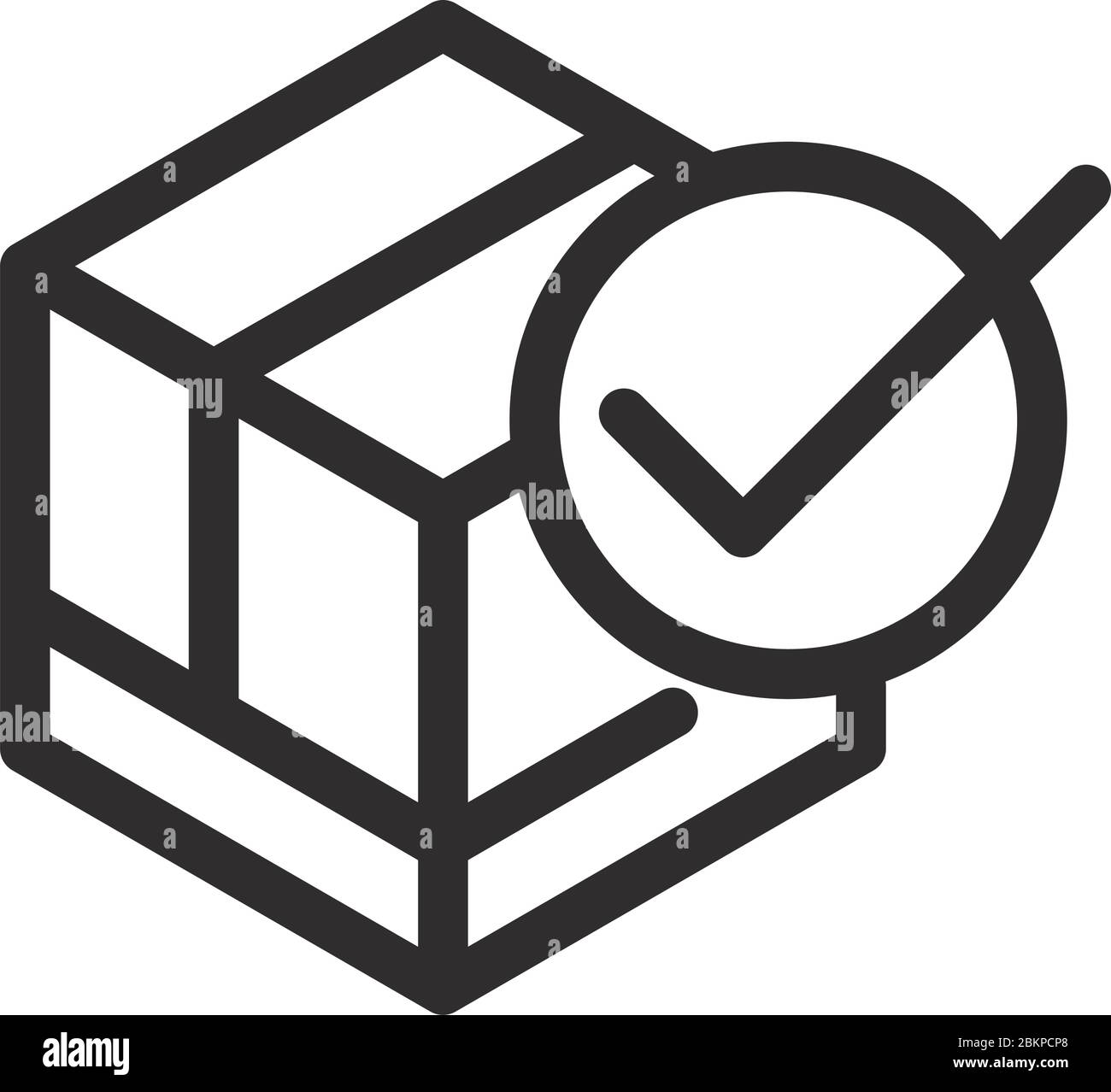 cardboard box check mark ok delivery cargo service logistic vector ...
