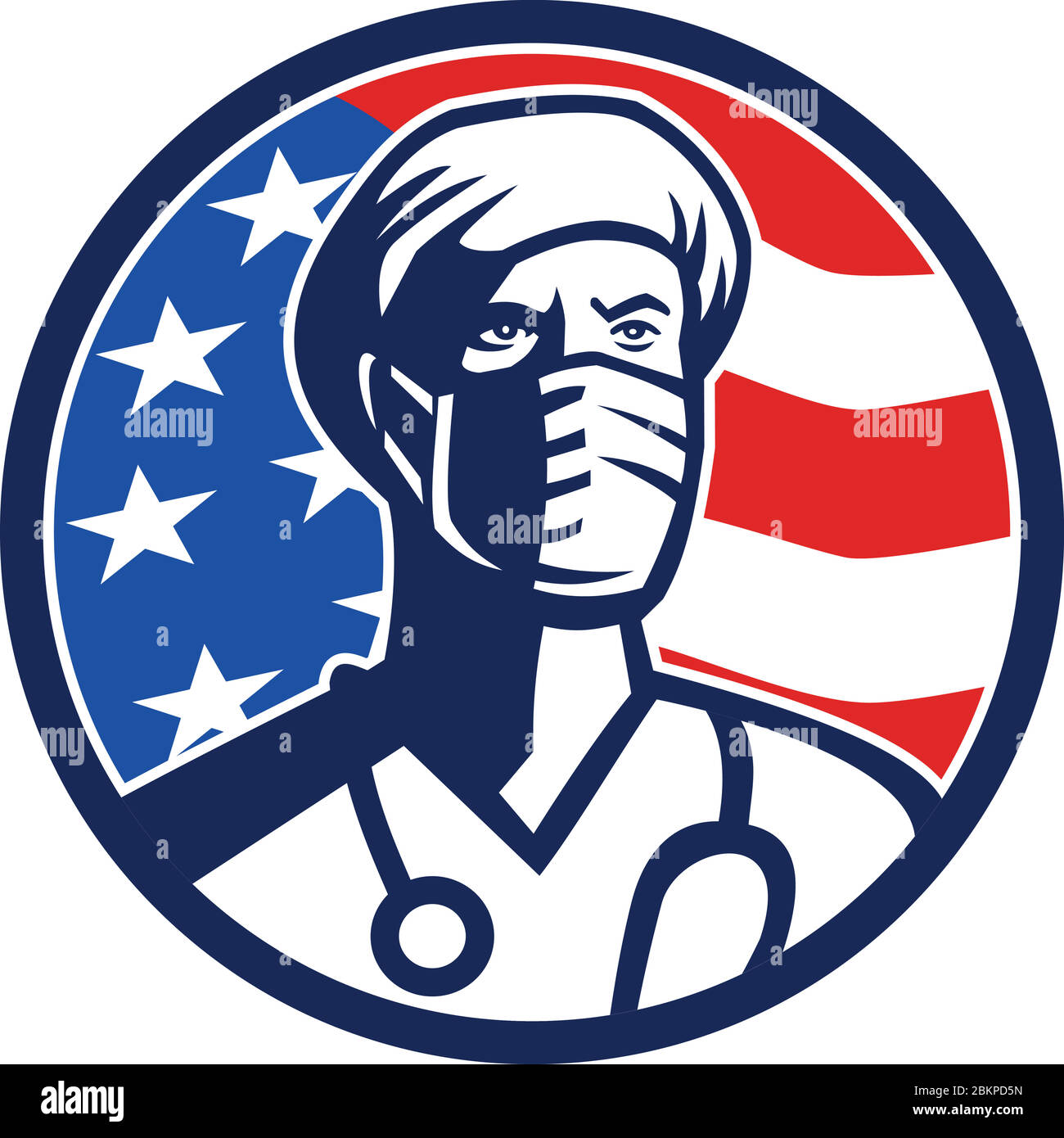 Mascot icon illustration of an American doctor, surgeon, medical ...