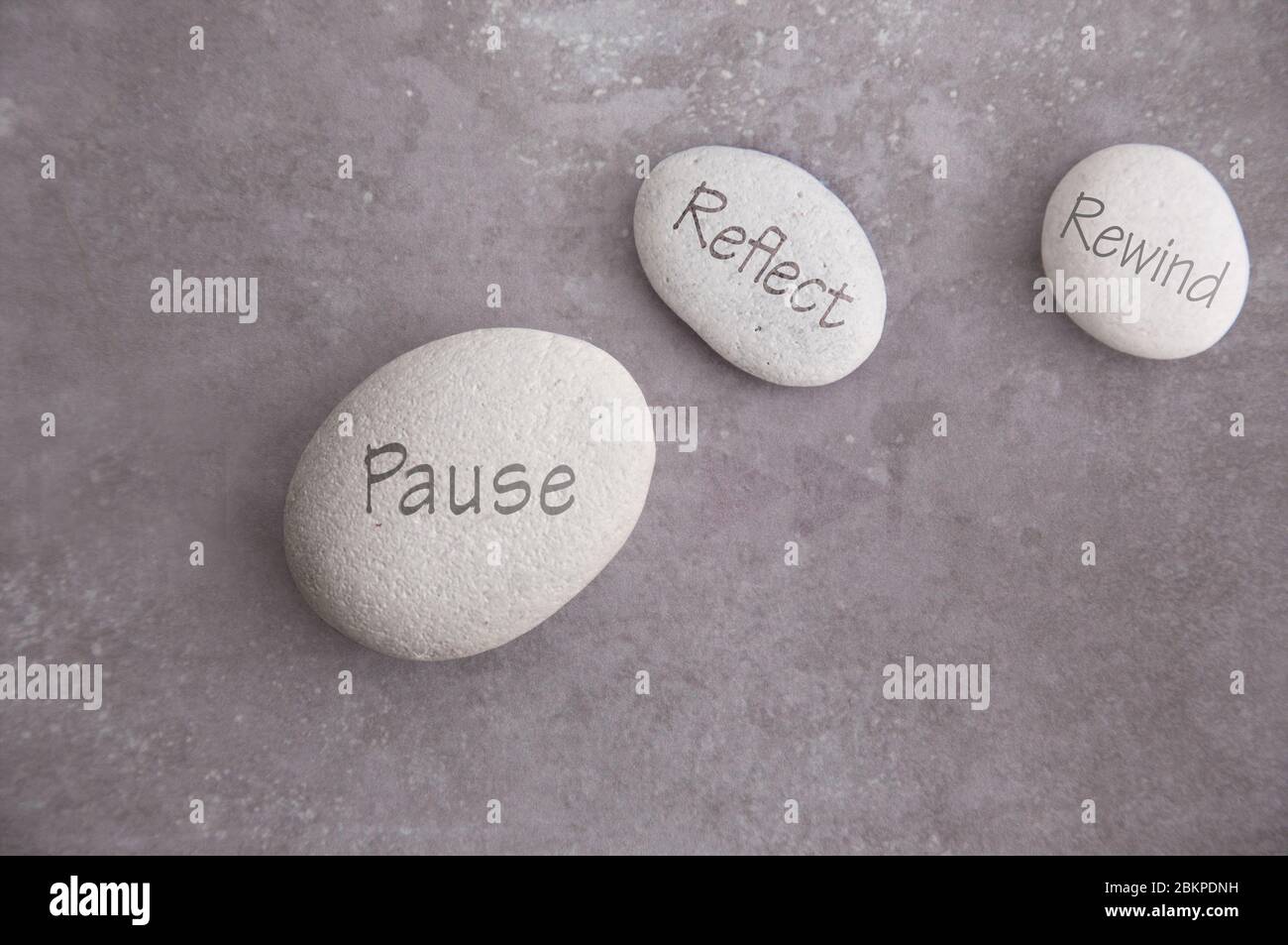 Fast forward and rewind symbols on either side of zen stone, pause ...