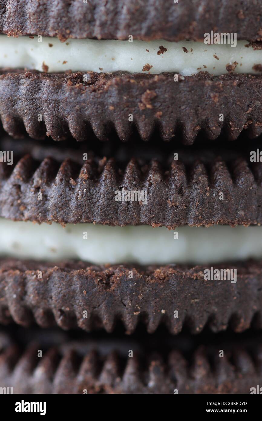 Oreo cookies stacked in macro view Stock Photo - Alamy
