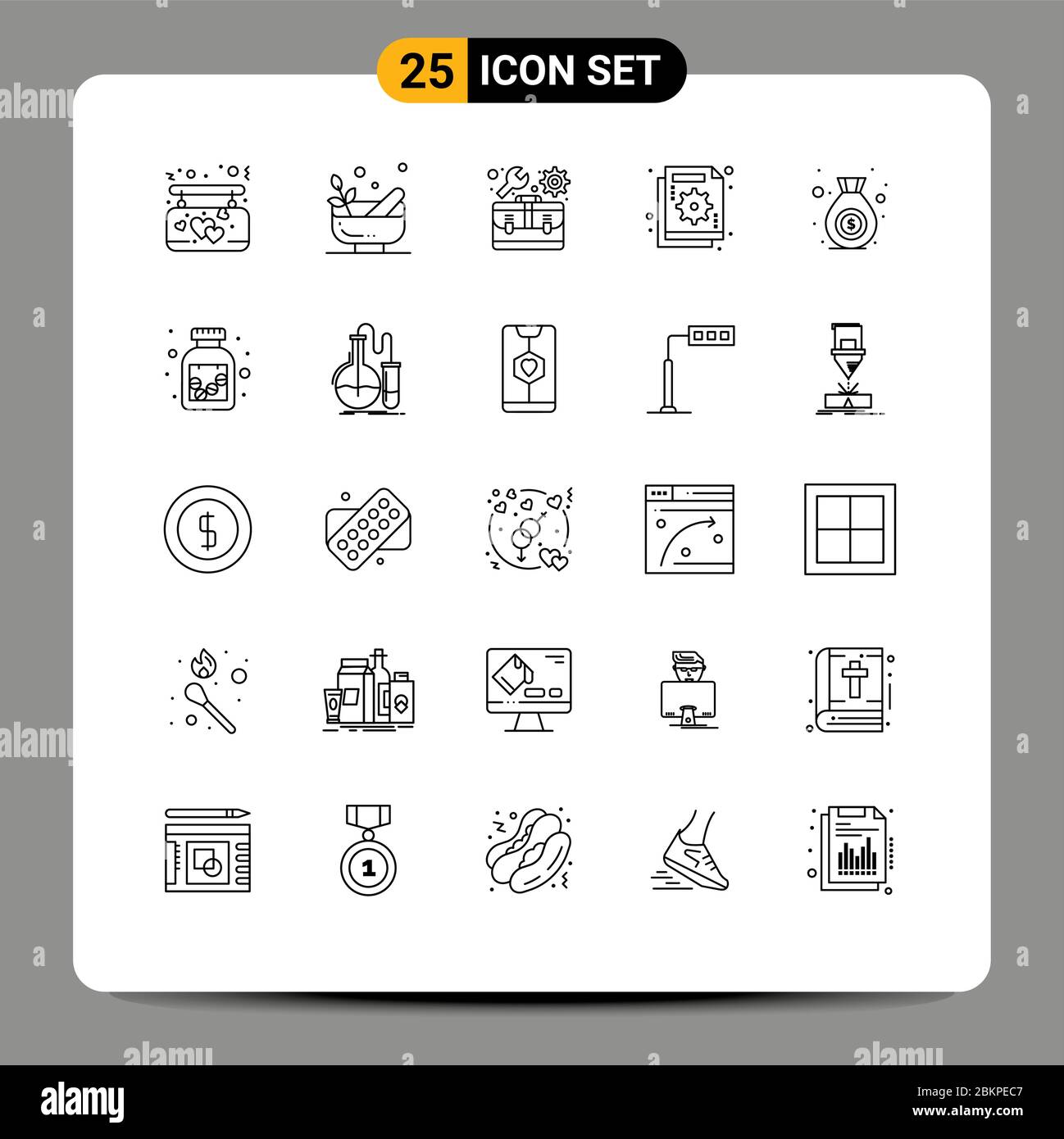 25 Creative Icons Modern Signs and Symbols of bag, failure, kit, chart ...