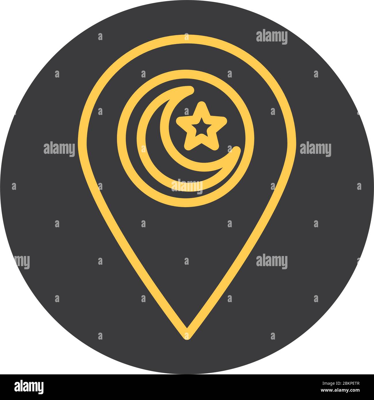 pointer location eid mubarak islamic religious celebration vector illustration block and line ...