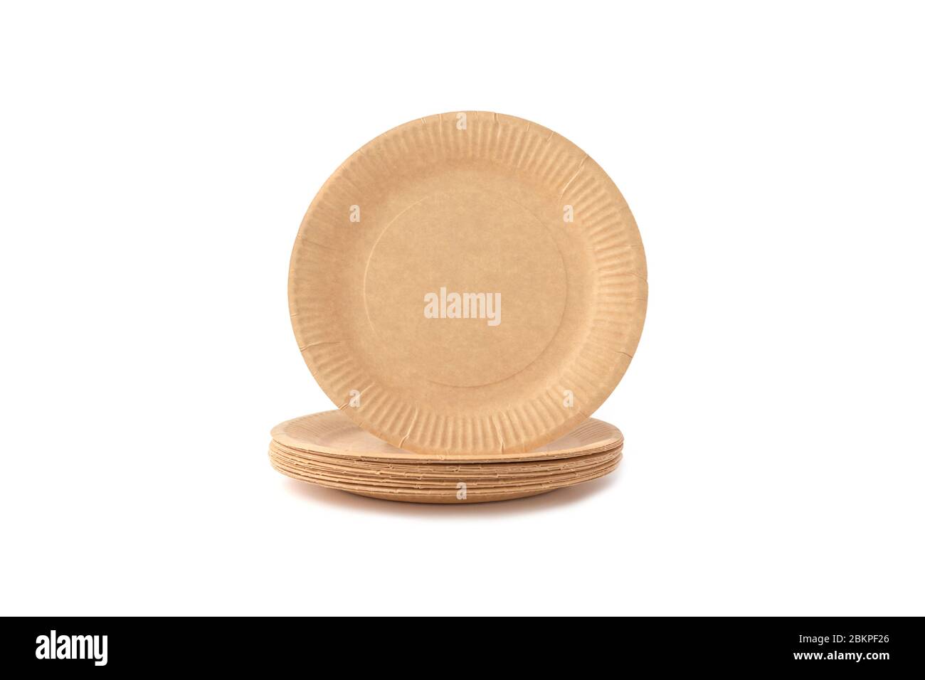 unbleached paper disposable plates isolated on white, eco friendly ...