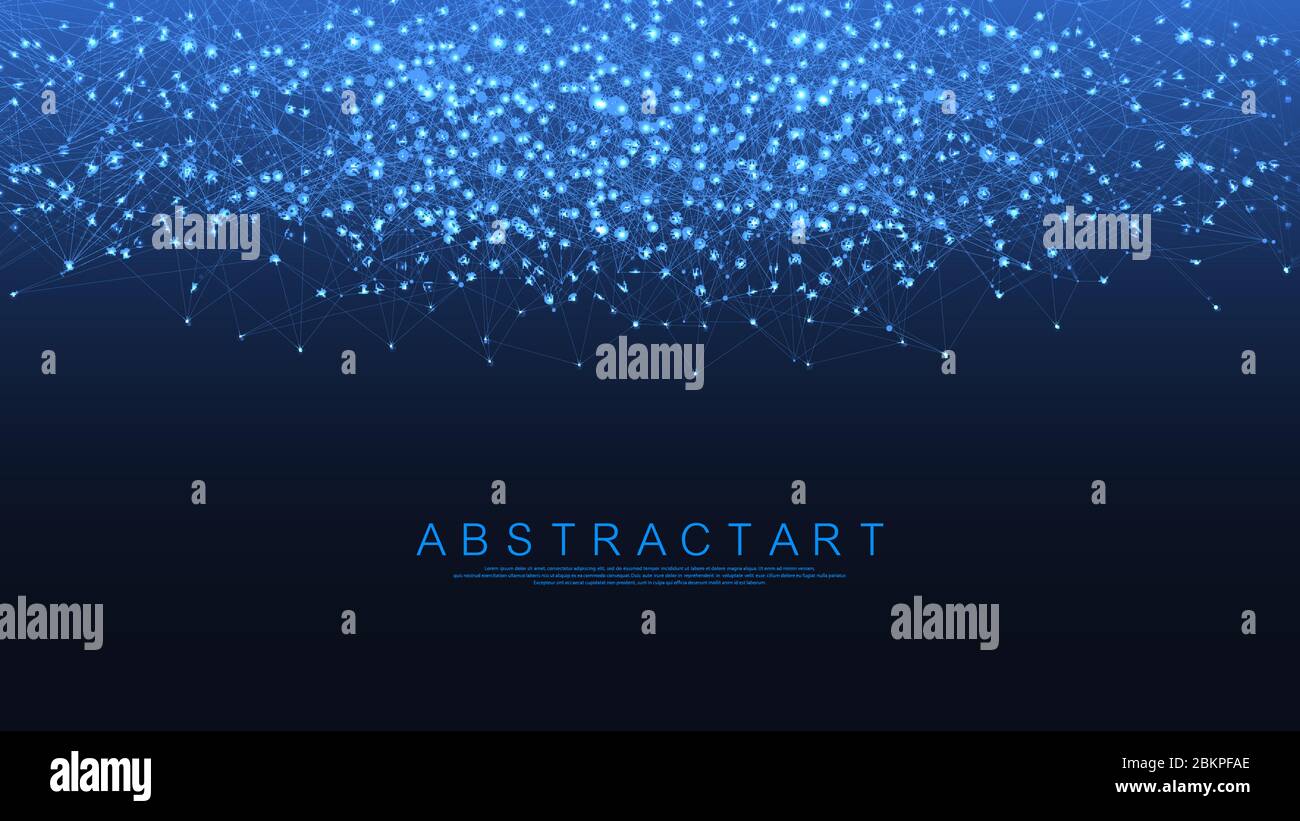 Abstract digital network connection structure on blue background ...