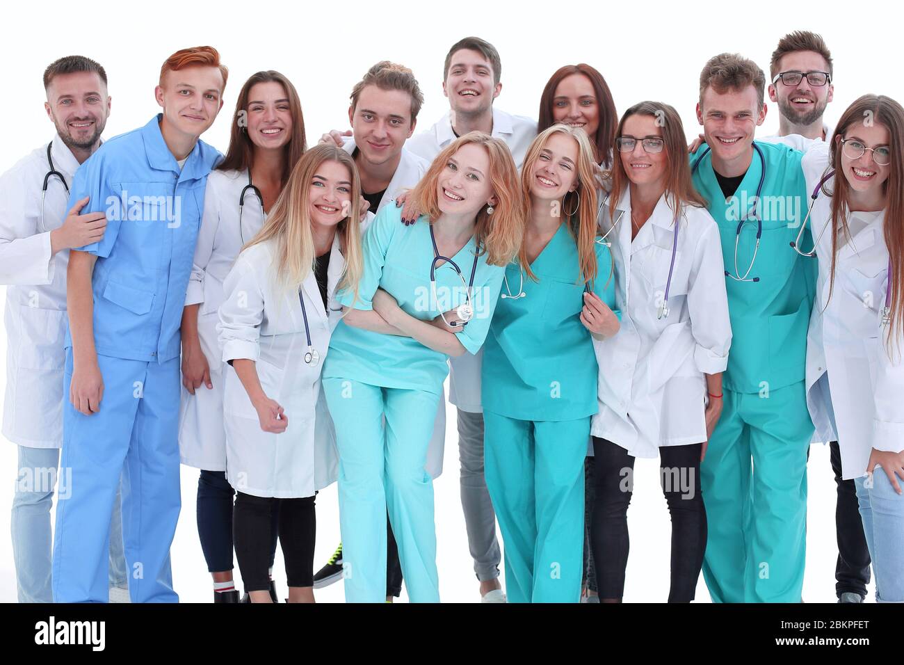 top view. a group of smiling doctors pointing at you Stock Photo - Alamy