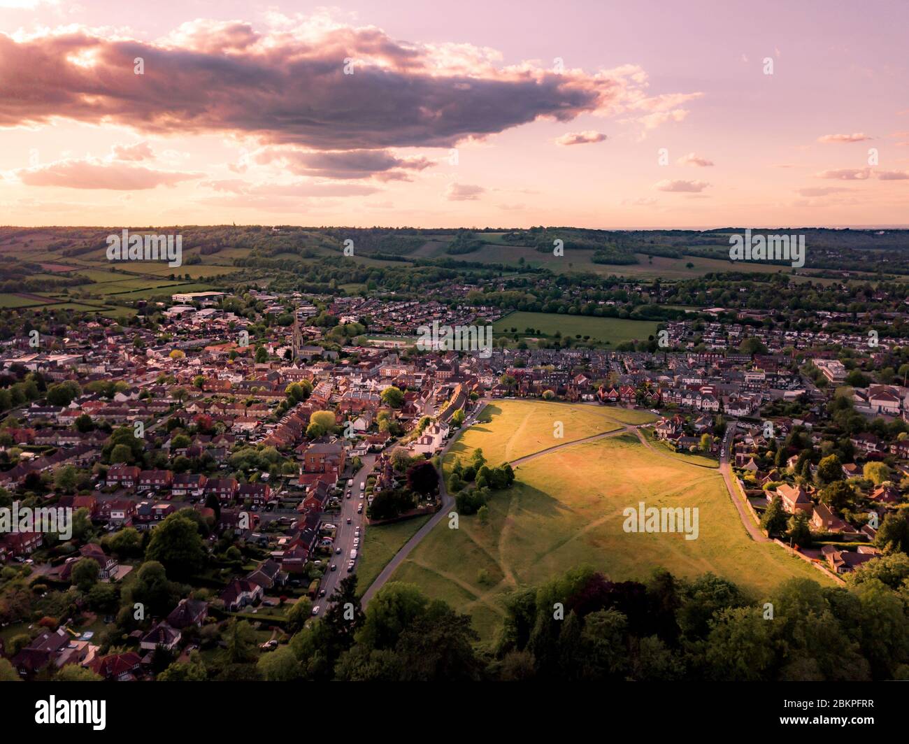 Aerial view of Dorking, Surrey Stock Photo - Alamy