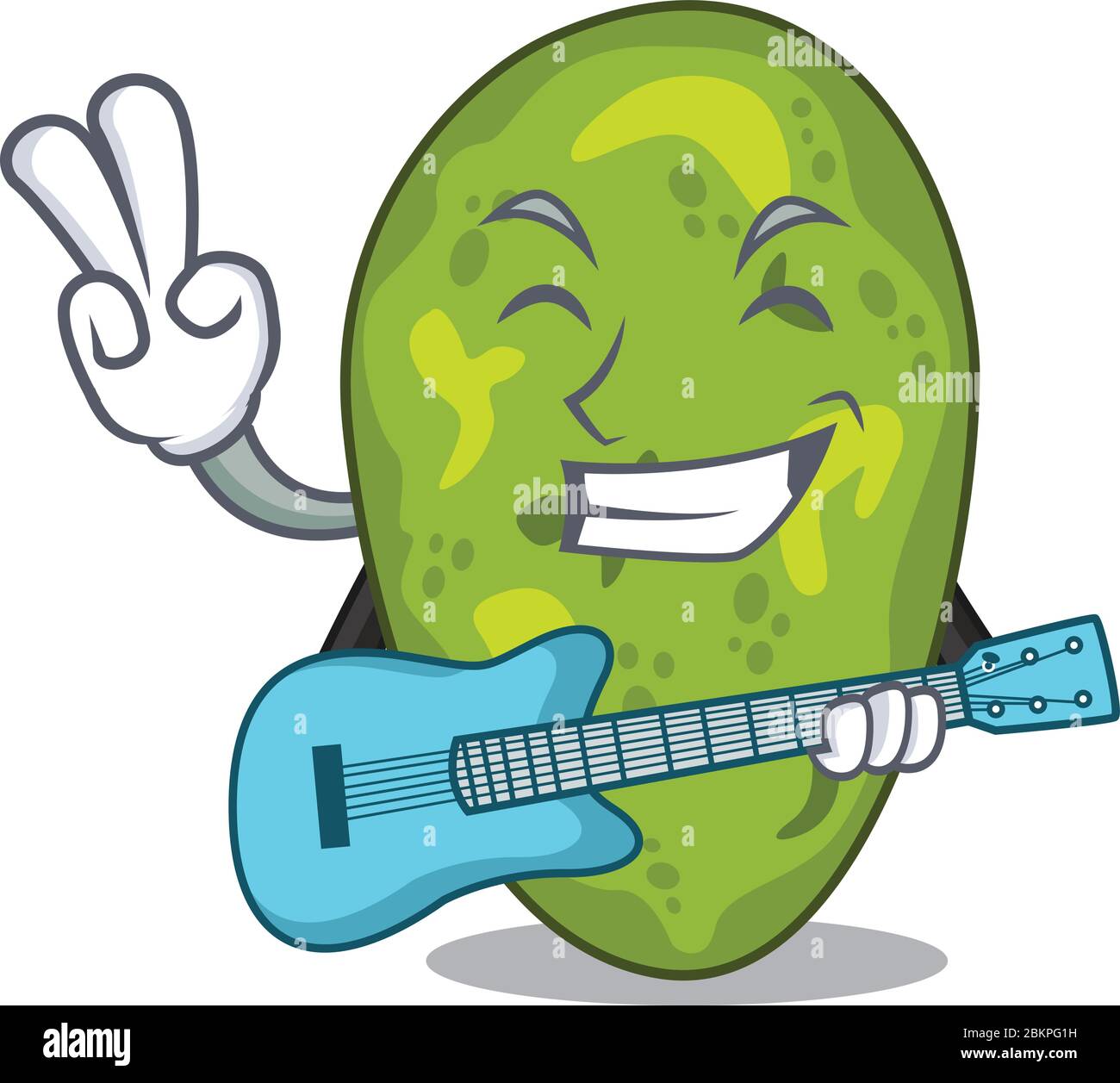 Talented musician of cyanobacteria cartoon design playing a guitar ...