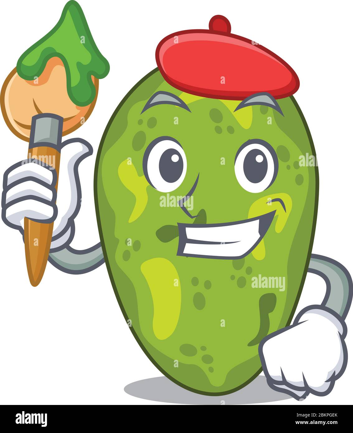 A creative cyanobacteria artist mascot design style paint with a brush ...